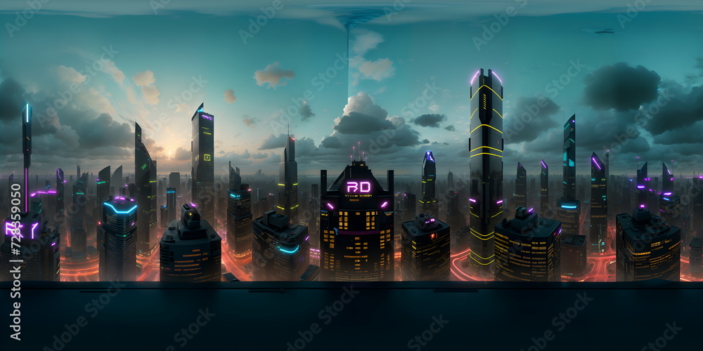 Cyberpunk High Rise Buildings - generative ai, üretken yapay zeka Stock ...