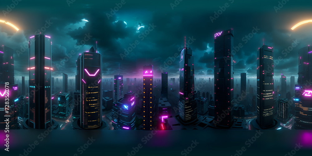 Cyberpunk High Rise Buildings - generative ai, üretken yapay zeka Stock ...