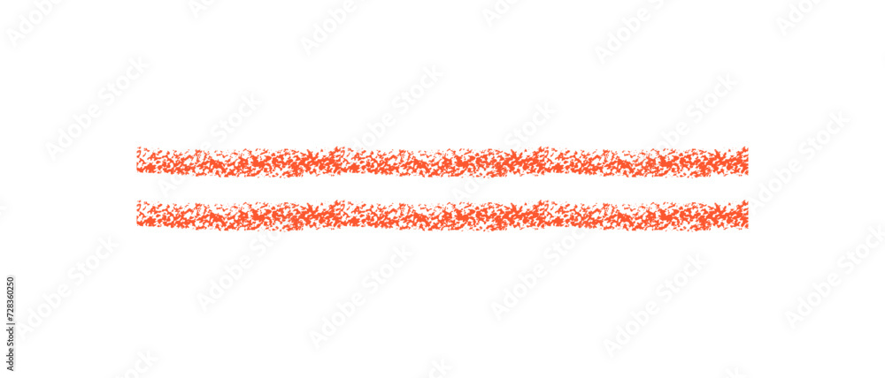 Hand drawn simple double red line drawn with wax crayon, chalk or ...