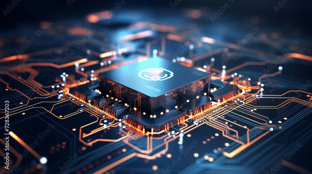 Advanced Technology Concept Visualization: Circuit Board CPU Processor ...