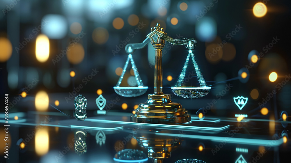 AI Compliance Framework: Scales and Legal Symbols Amid Holographic AI ...