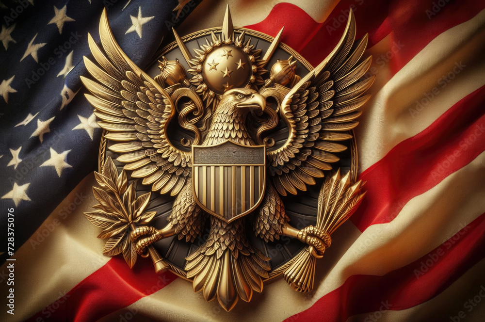 The symbol of the United States. Emblem with the US flag Stock Photo ...
