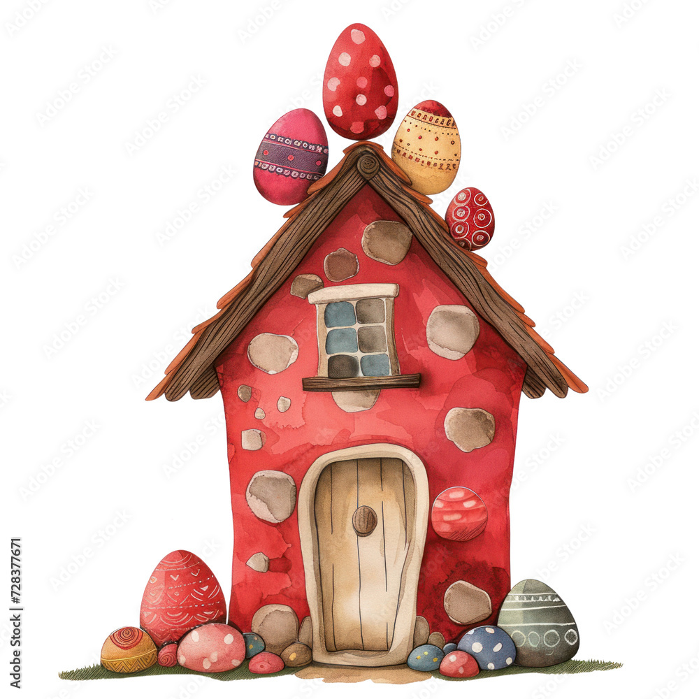 Easter house clipart, Watercolor of easter eggs house isolated on ...