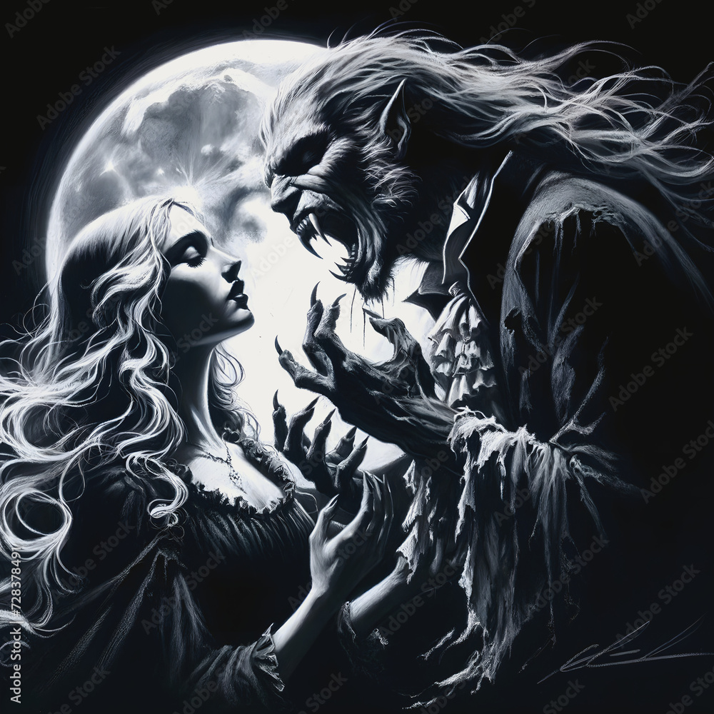 Black and White charcoal style drawing of a beautiful female vampire ...