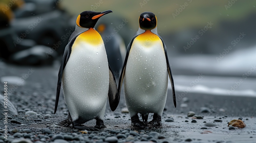 Three majestic penguins, representing different species and uniting on ...