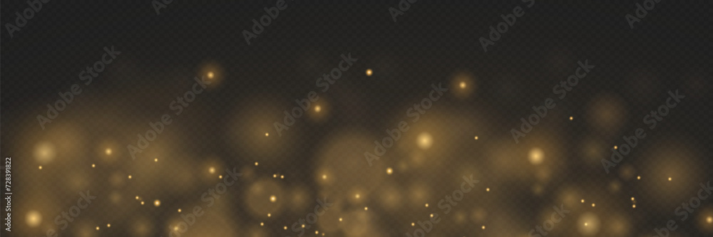 Sparkling golden magic dust particles. Confetti and glitter stars ...