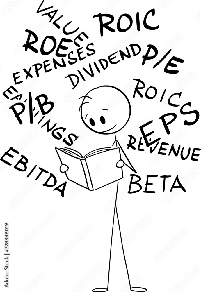Vetor de Investor Learning About Stock Market Share Analysis, Vector ...