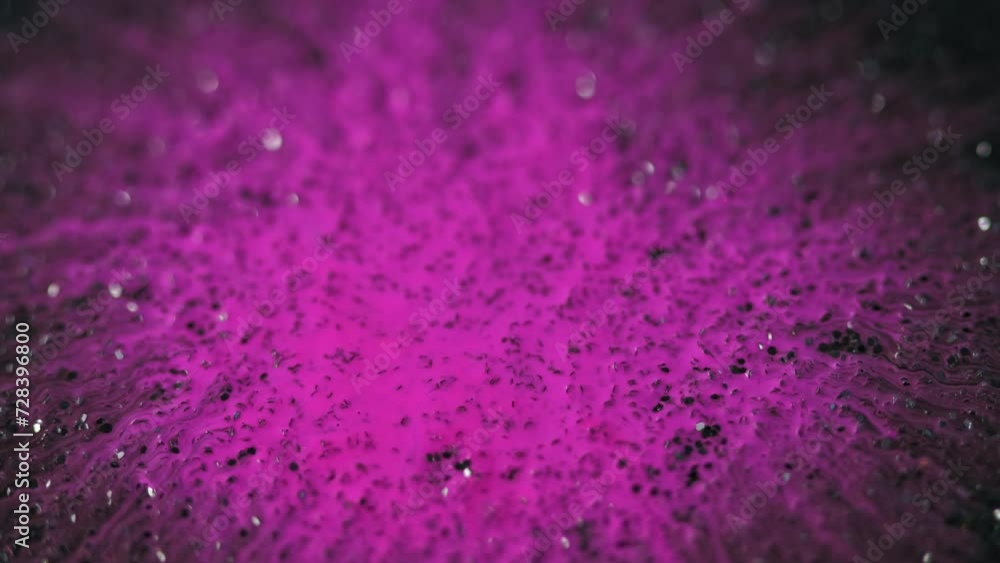 Ink drop. Paint splatter. Defocused neon magenta pink color glowing wet ...