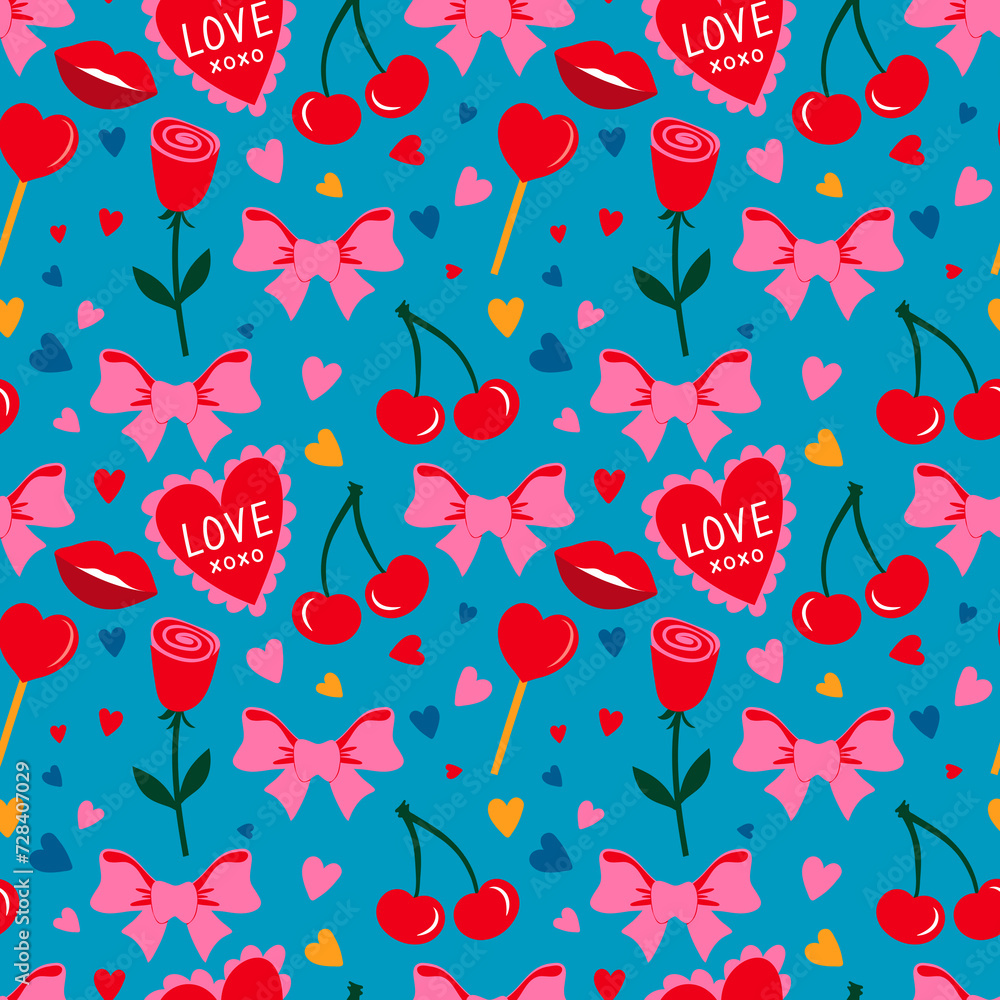 Seamless love pattern. Red love heart seamless illustration print. Cute ...