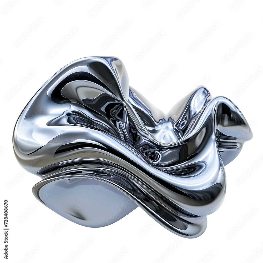 Chrome liquid shape, metallic fluid blob isolated on transparent ...