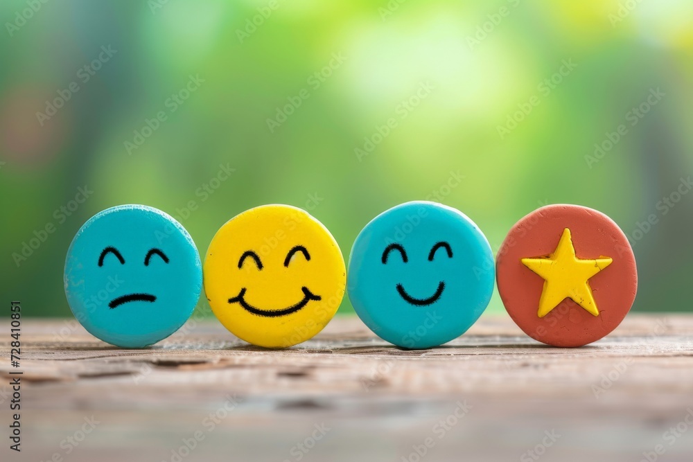 Smiling Emoji clarity Smiley, Vector Design identity. Star rating love ...
