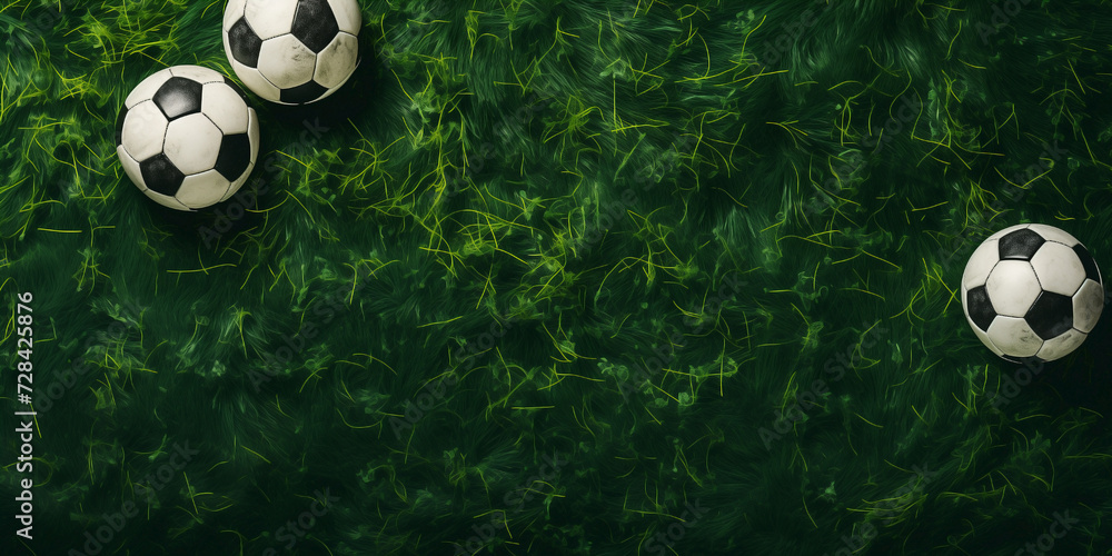Sports style border design with soccer balls and grass background ...