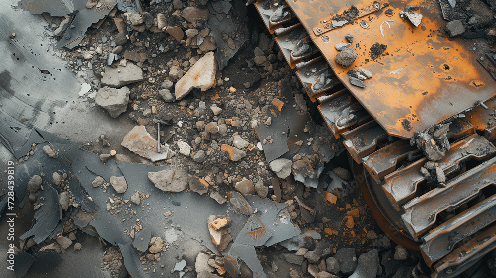 Photograph of ground littered with metal fragments and war debris ...