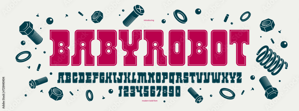 Bold futuristic comics display font for logos and posters, cartoon ...