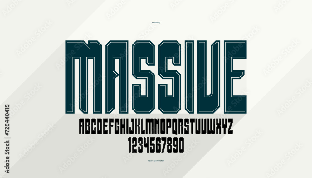 Geometric bold and strong vector font for logos and emblems, heavy ...