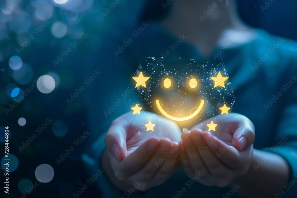 Experience excellent customer services happy smile, smiley face icon ...