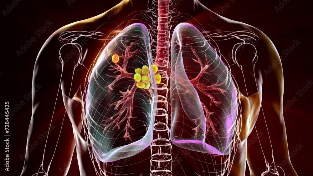 Primary lung tuberculosis, 3D animation featuring the Ghon complex and ...