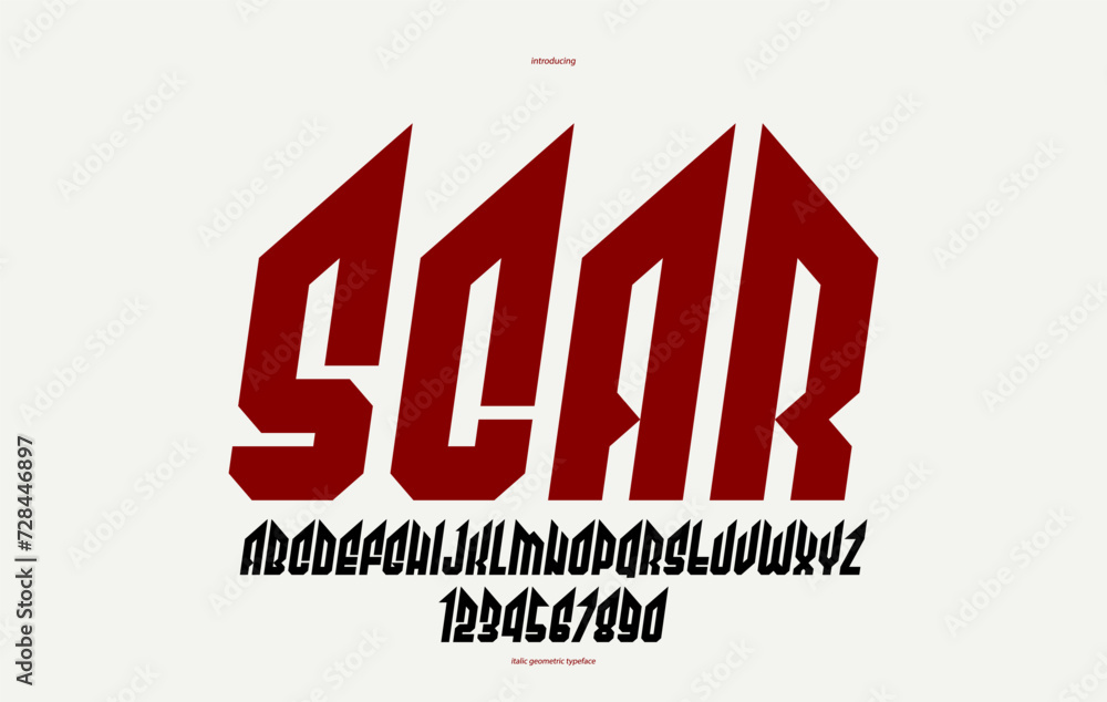 Sharp and bold italic vector display font for logo, gothic or heavy ...