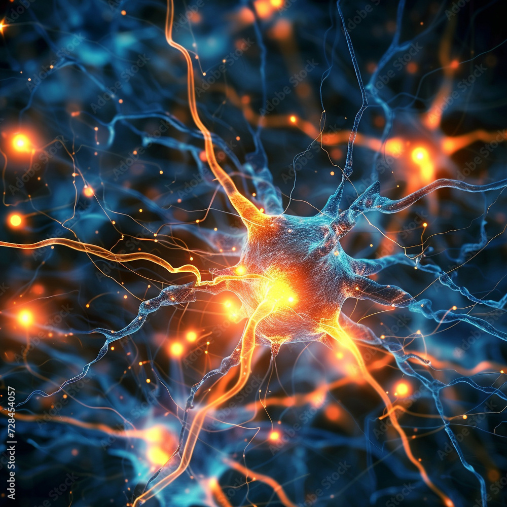 Abstract representation of a brainstorm, with energy and signals ...