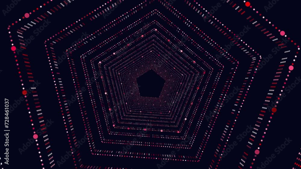 A never-ending 3D tunnel with walls adorned by a pattern of red dots resembling a maze ...