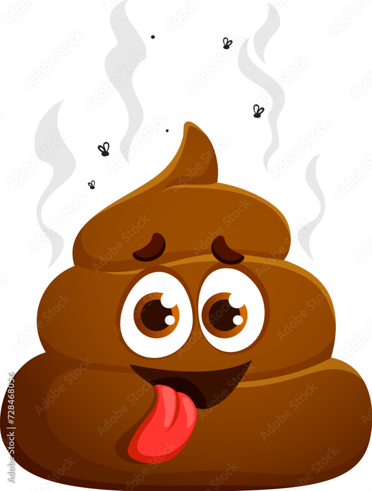 Vecteur Stock Cartoon poop emoji with tongue out and smell, funny poo ...