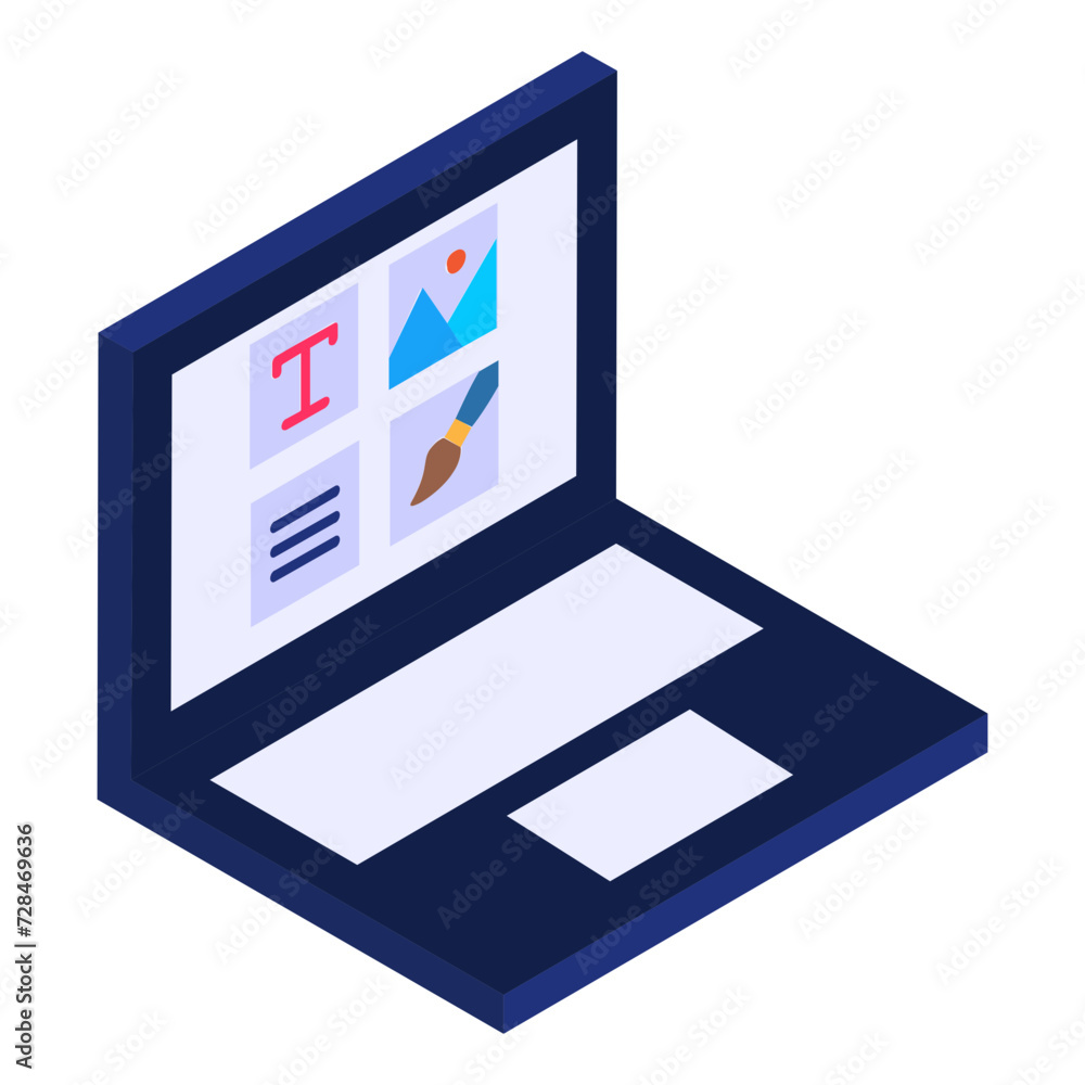 CMS or back-end of Web isometric concept, web admin or panel vector flat design, Web design and ...