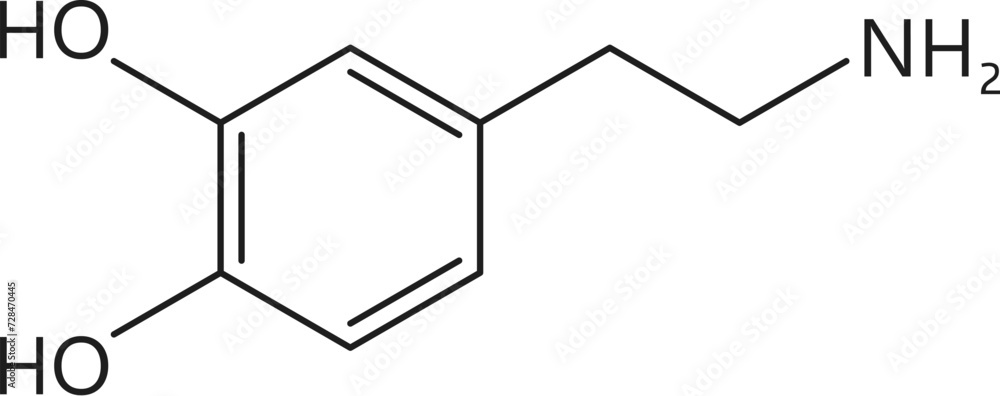 Neurotransmitter, Dopamine chemical formula and molecular structure ...