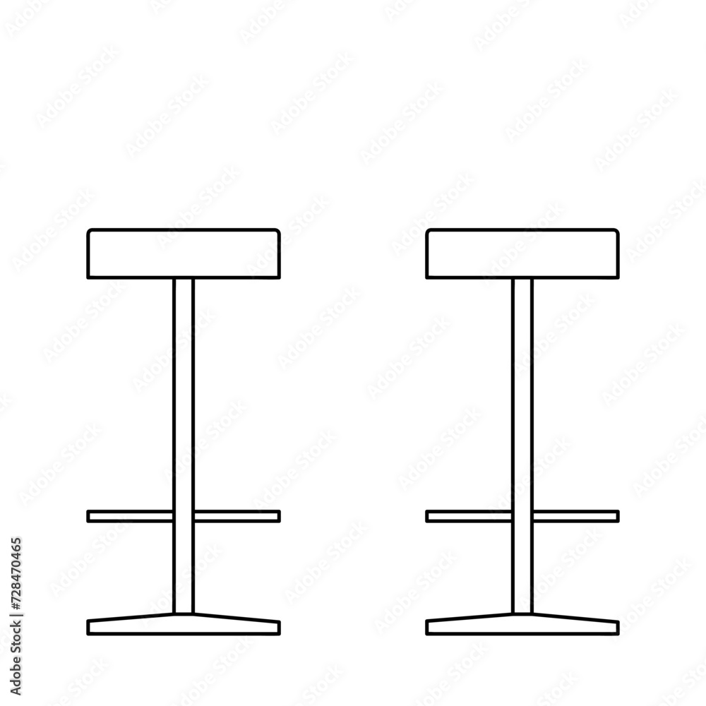 Bar stools. Coloring page, icon, black and white vector illustration ...