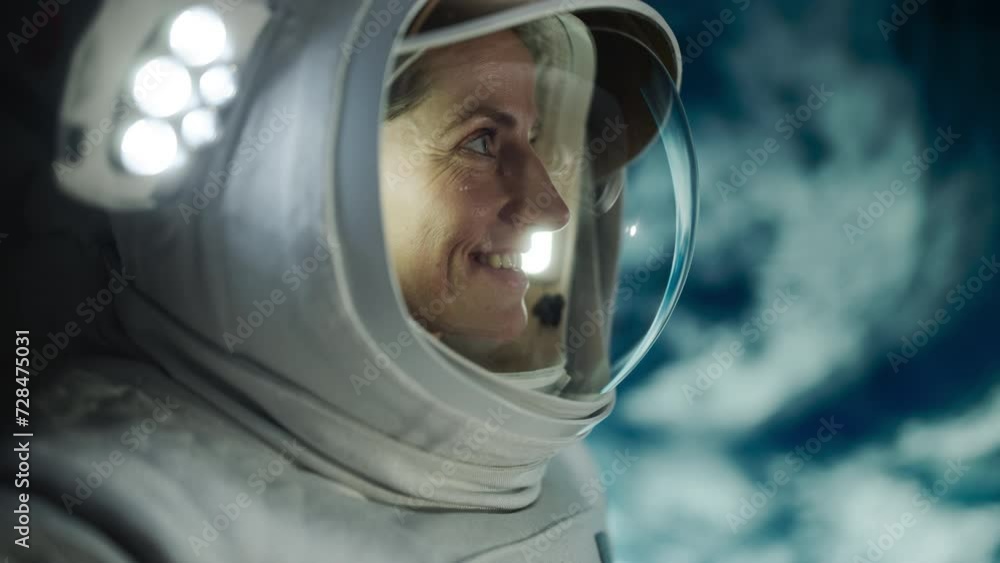 Female Space Explorer Travelling in Space, Discovering the Depths of ...