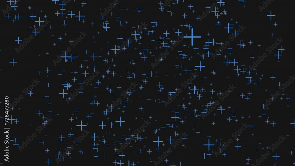 Vidéo Stock A symmetrical pattern of blue crosses on a black background ...