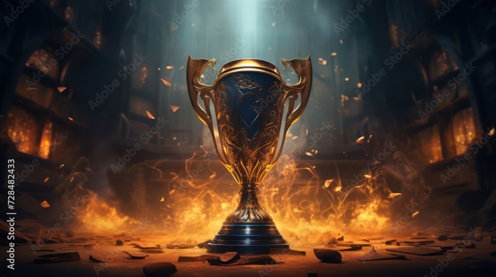 winner trophy concept, capturing the intricate details of the trophy ...