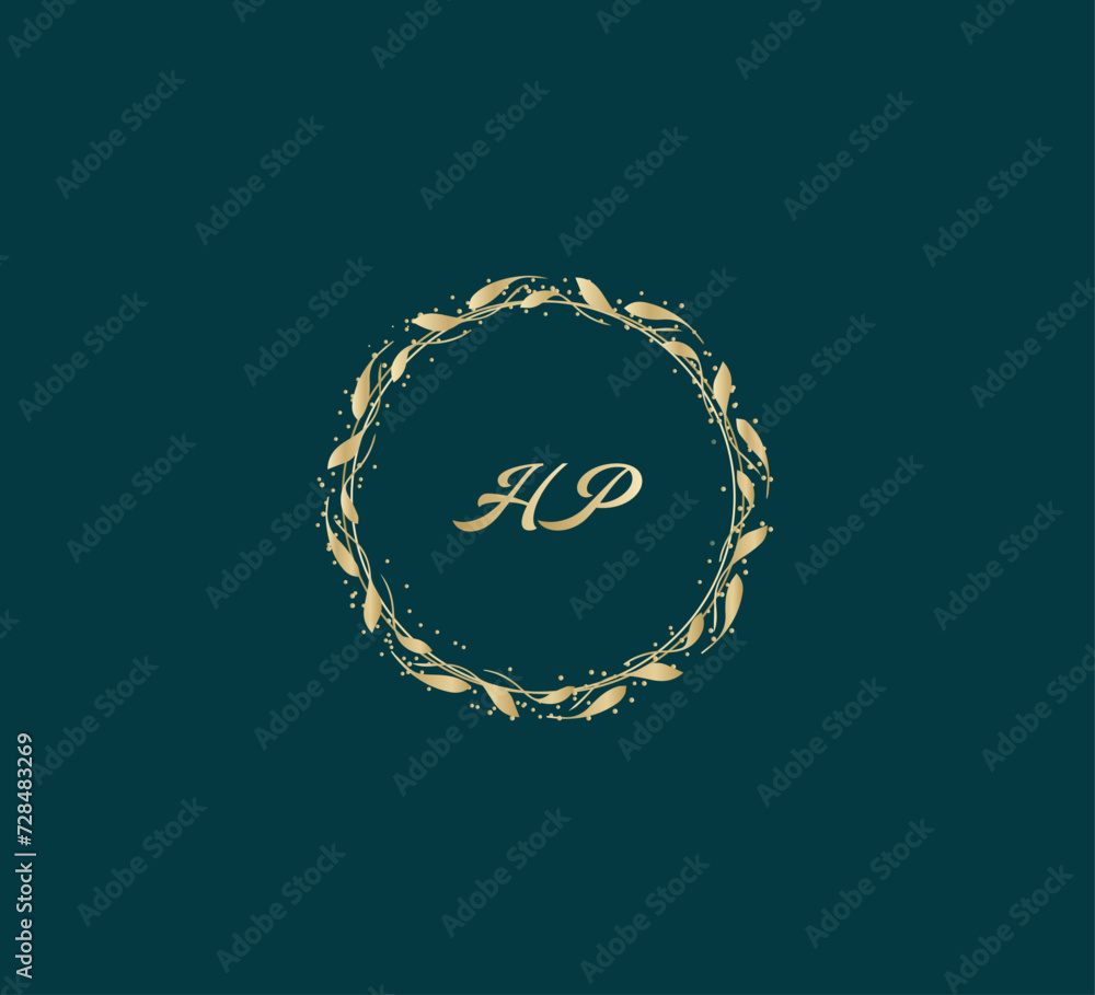Handwritten golden HP getters logo with a minimalist design. letter HP ...