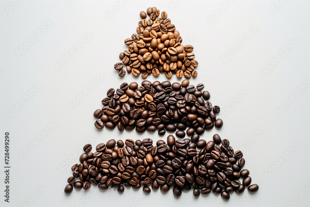 Pyramid of coffee beans divided in parts representing the quality Stock ...