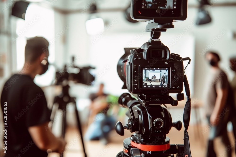 Cameraman captures an exclusive interview with a celebrity guest as the ...