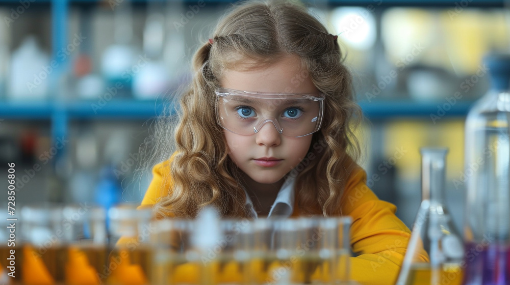 Girl making science experiments. Education. Stock Photo | Adobe Stock