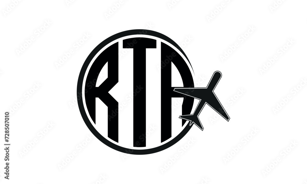 RTA three initial letter circle tour & travel agency logo design vector ...