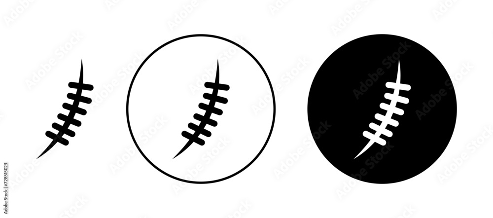 Scar Line Icon Set. Suture Stitch Keloid Wound Healing Symbol in black ...