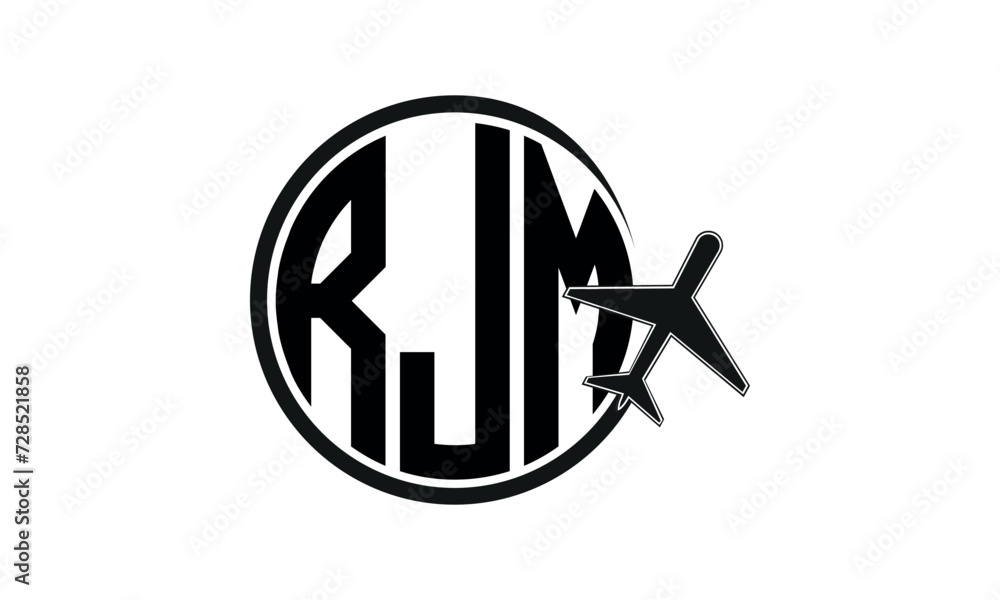 RJM three initial letter circle tour & travel agency logo design vector ...