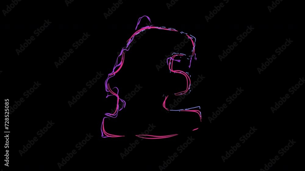 Pound currency sign made of dynamic bright multicolor neon curves ...