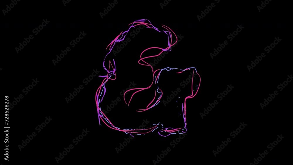 Ampersand sign made of dynamic bright multicolor neon curves, electric ...