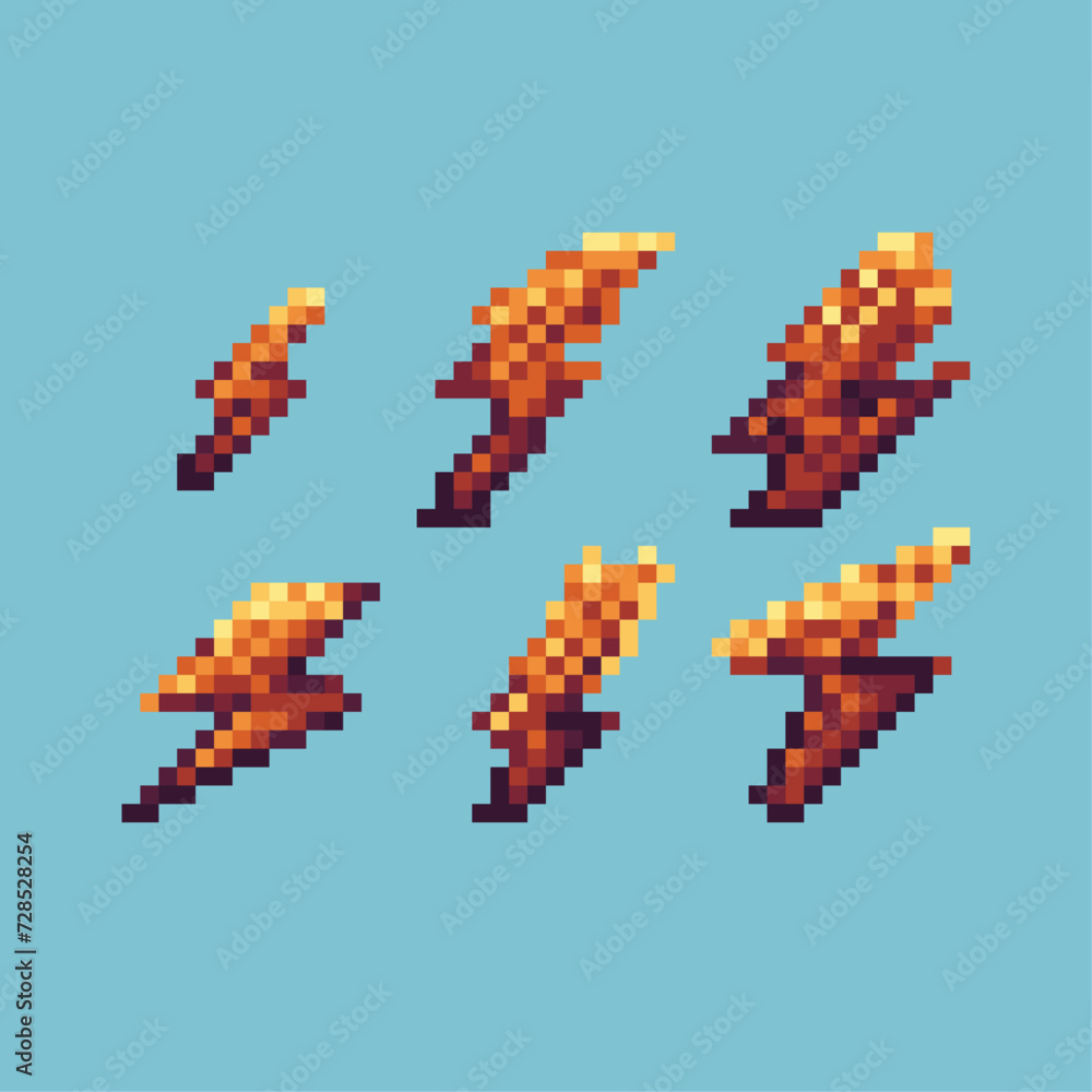 Pixel art sets icon of thunder logo variation color.Collection thunder ...