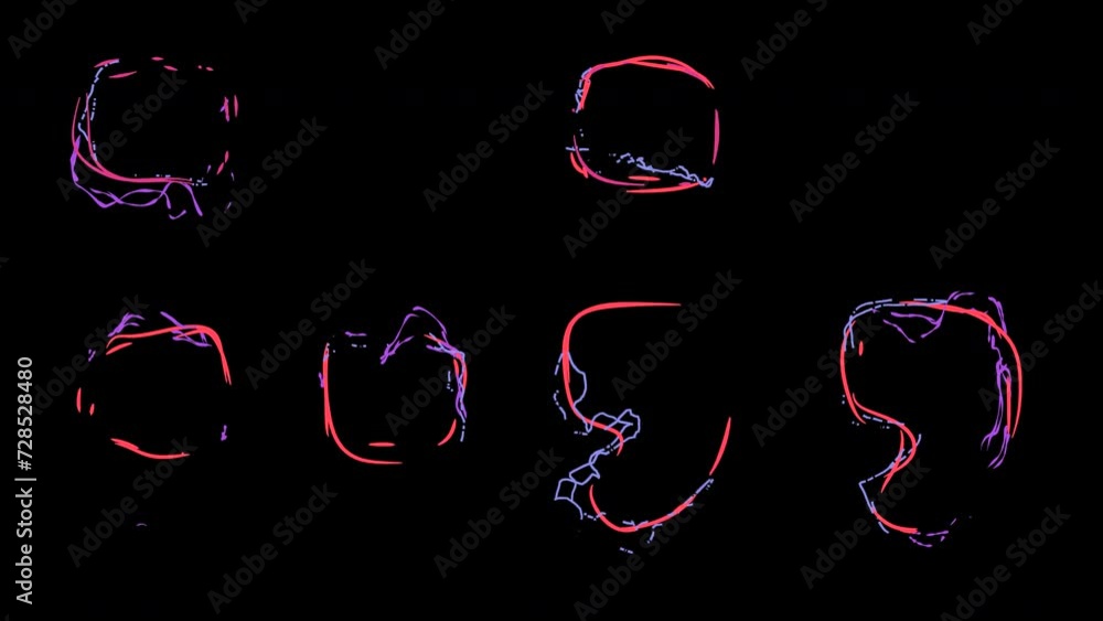 Colon, Period, semicolon, Coma made of dynamic bright multicolor neon ...