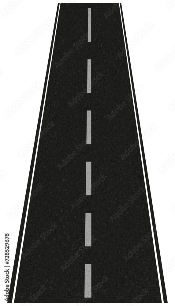 Asphalt Road Lane, Vertical Empty Black Cement Road highway with dotted ...