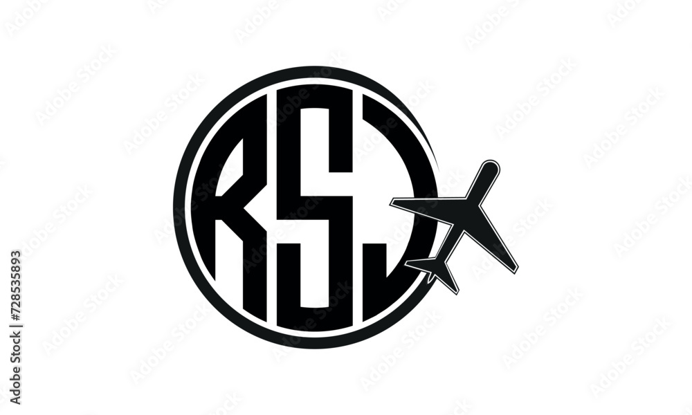 RSJ three initial letter circle tour & travel agency logo design vector ...