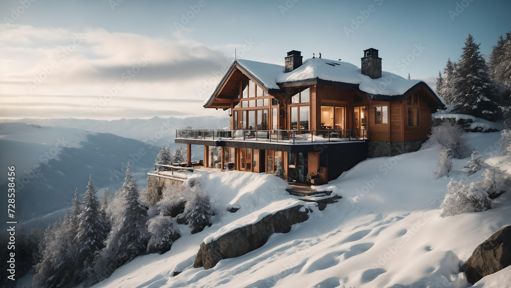 Luxury mansion on top of the mountain in Seward, Alaska, visualized ...