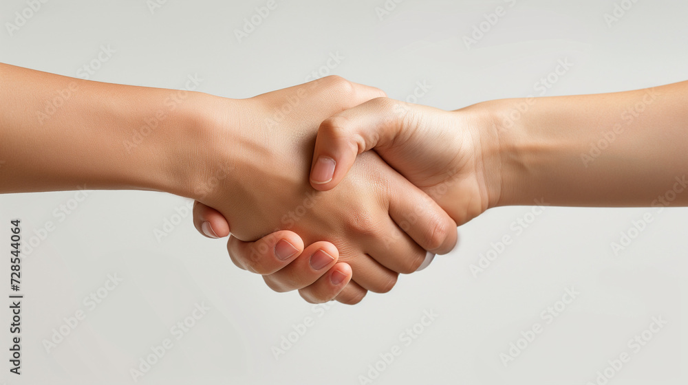 Close-up handshake between two people symbolizing agreement, business ...