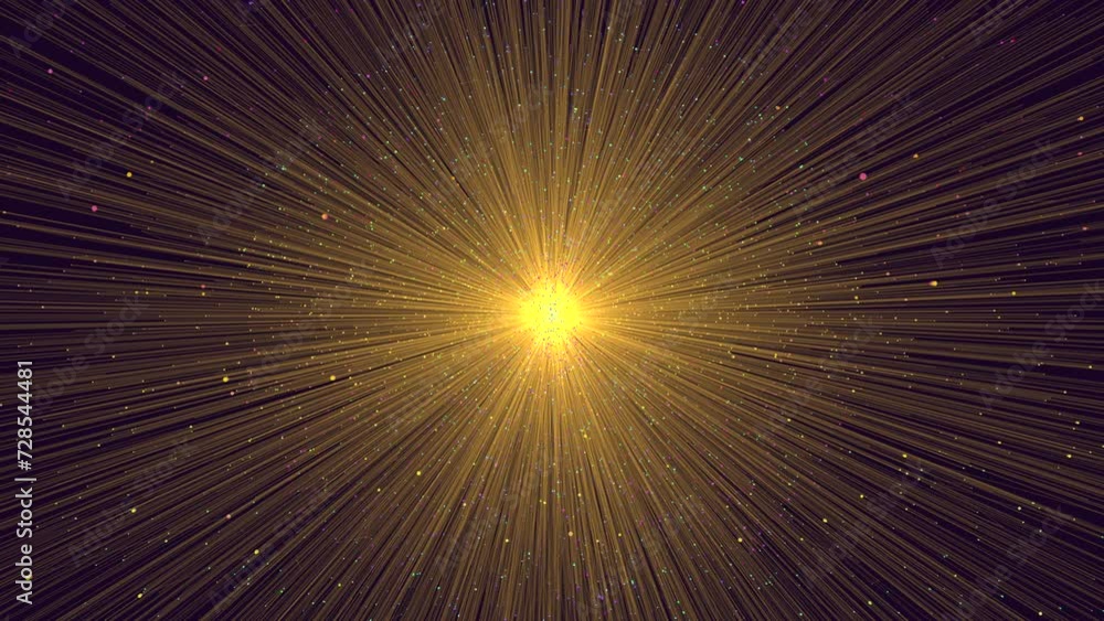 A radiant golden sun with dazzling rays, set against a dark sky adorned ...