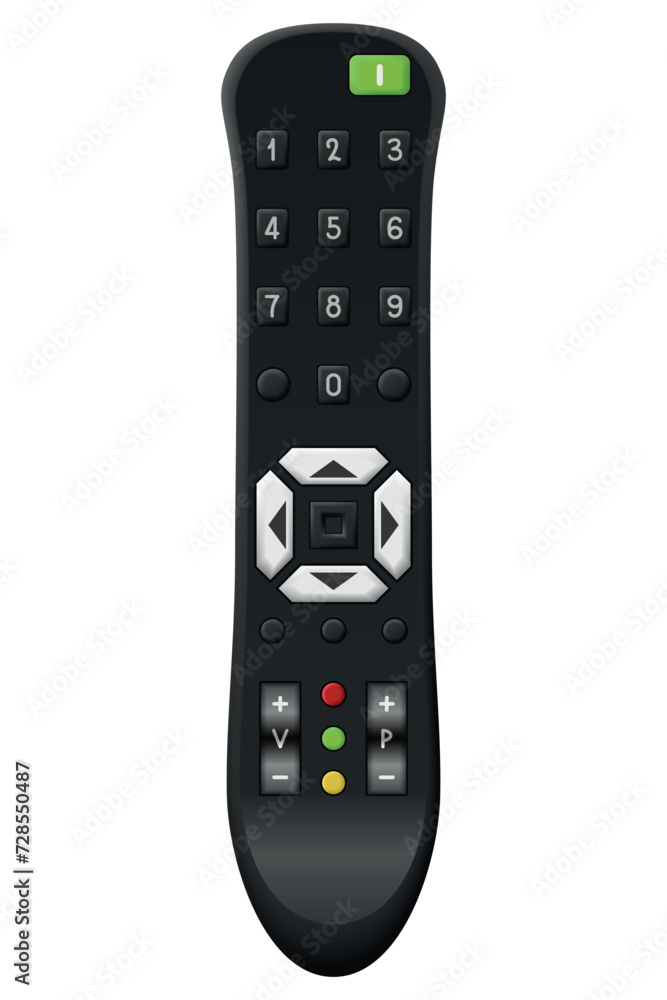 Vettoriale Stock Tv remote control design with buttons. Wireless power ...