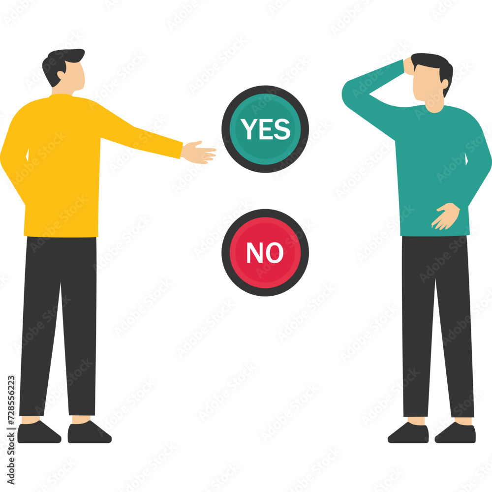 Decision-making concept illustration. the business team chooses the ...