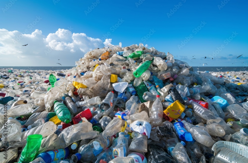 Mountains of discarded plastic bottles create a disturbing scene on the ...